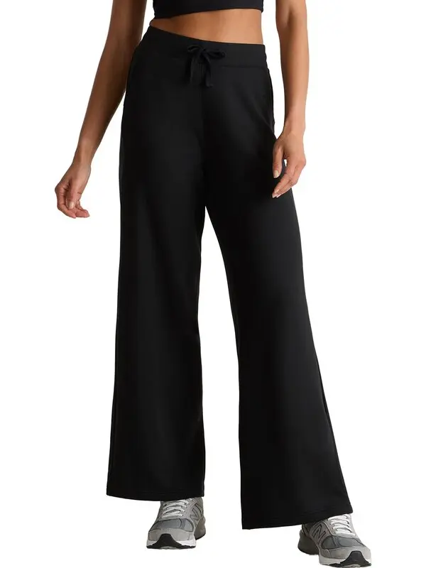 Quince Supersoft Fleece Wide Leg Pants - Black