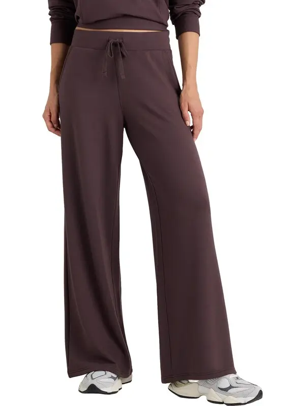 Quince Supersoft Fleece Wide Leg Pants - Dried Fig