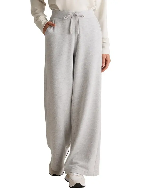 Quince Supersoft Fleece Wide Leg Pants - Heather Grey