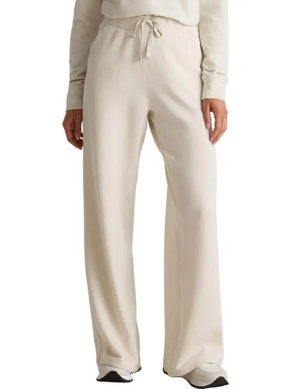 Quince Supersoft Fleece Wide Leg Pants - Off-white