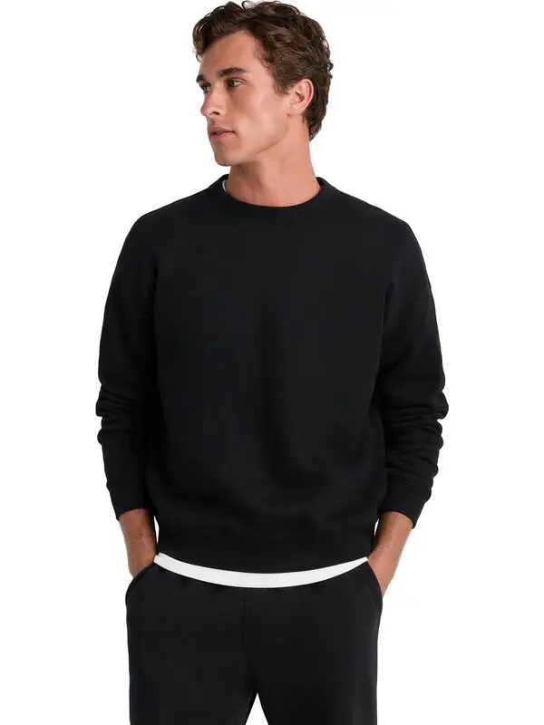 Quince Fleece Crew Neck Alpaca Sweater - Black