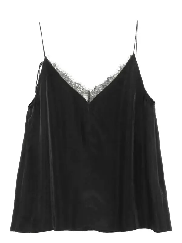 YEAREAST Lace V-neck Top - Black