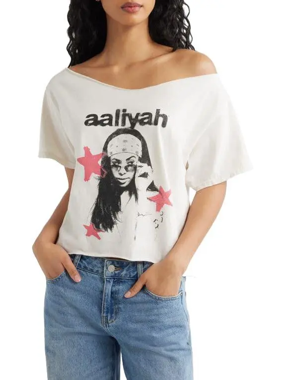 MERCH TRAFFIC Aaliyah Graphic T-shirt - Ivory