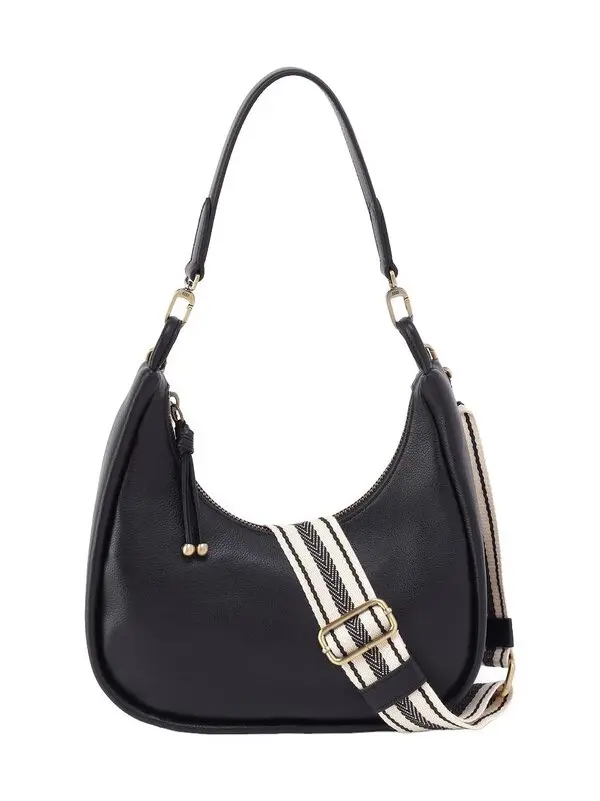Hobo Small Cass Leather Shoulder Bag - Black