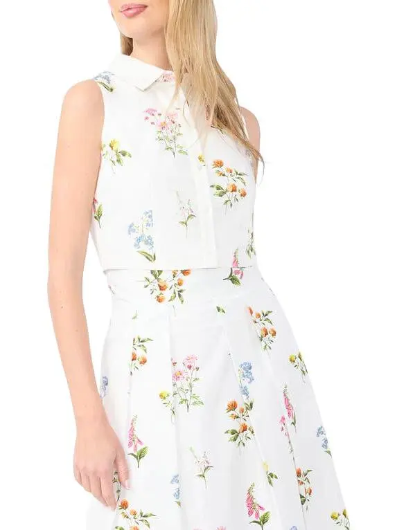 Ted Baker London Floral Crop Top - Vanilla Ice