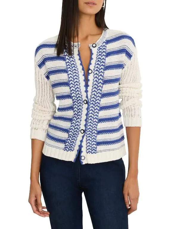 NIC+ZOE Painted Porcelain Striped Cardigan - Blue Multi