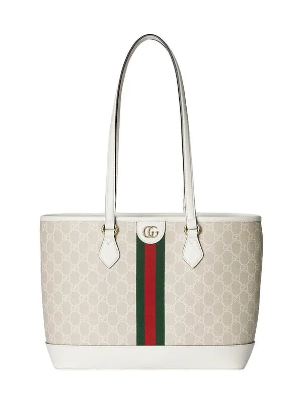 Gucci Ophidia Medium Tote Bag Gg Canvas - White