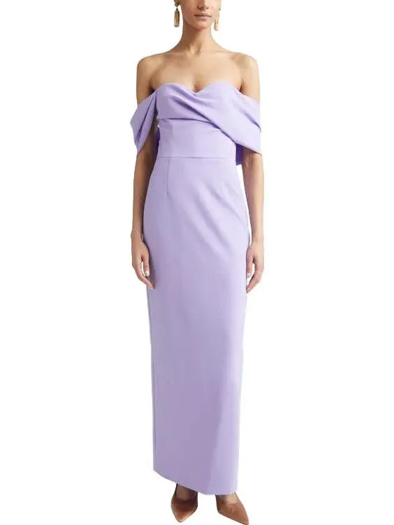 Carolina Herrera Sofia Draped Off-the-shoulder Column Gown - Violeta
