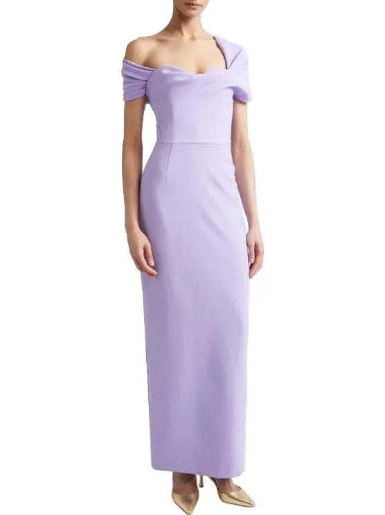 Carolina Herrera Sofia Draped Off-the-shoulder Column Gown - Violeta
