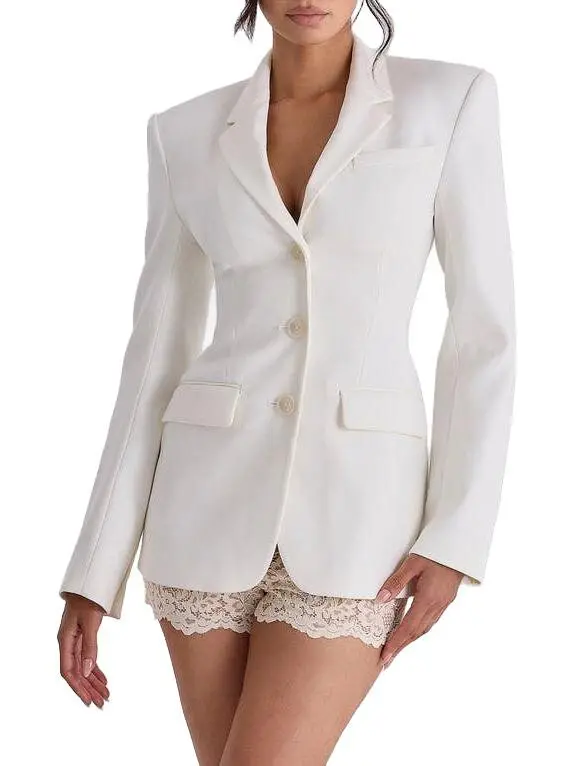 House Of Cb Luella Hourglass Crepe Jacket - Vintage Ivory