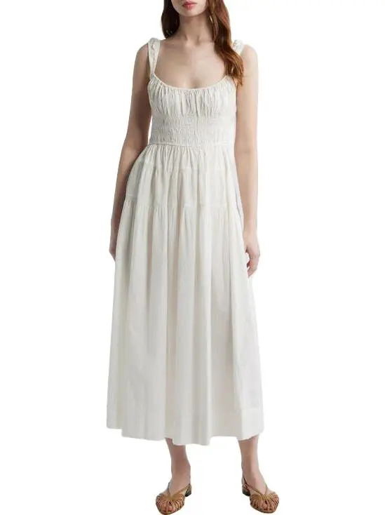 DÔEN Organic Cotton Poplin Tiered Sundress - Salt