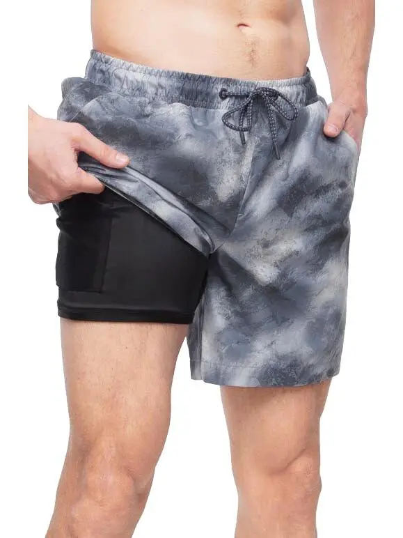 ROKKA&ROLLA 7" Compression Liner Swim Trunks Upf 50 - Grey Wash