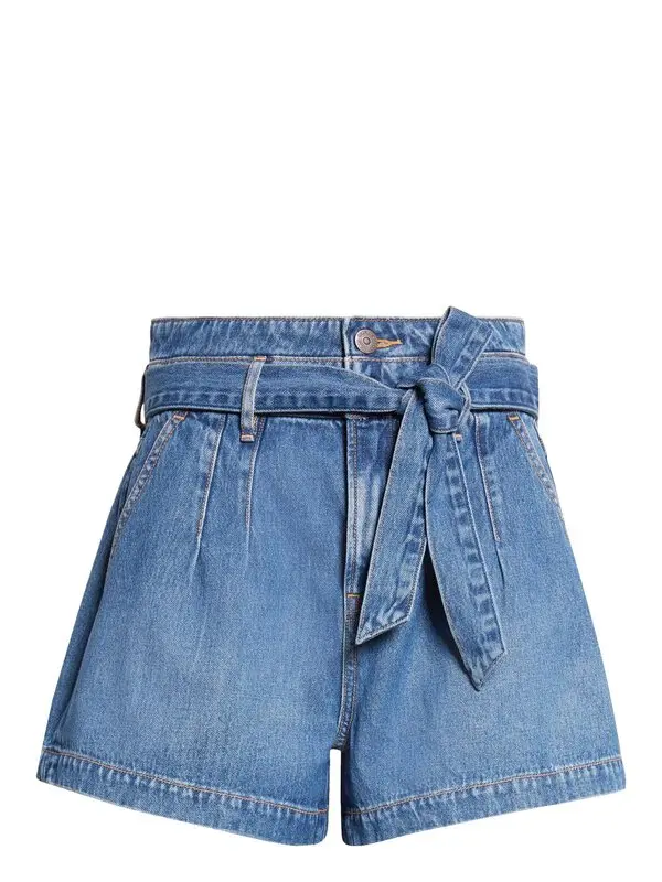 Veronica Beard Jaylen Tie Waist Denim Shorts - Serendipity