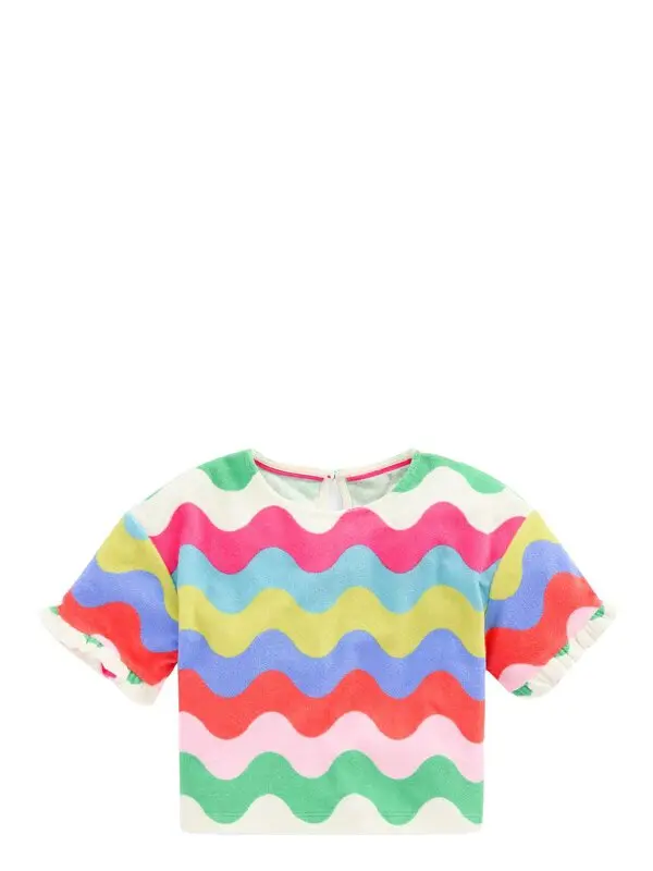 Boden Drop Shoulder Towelling Top - Multi Wave Stripe