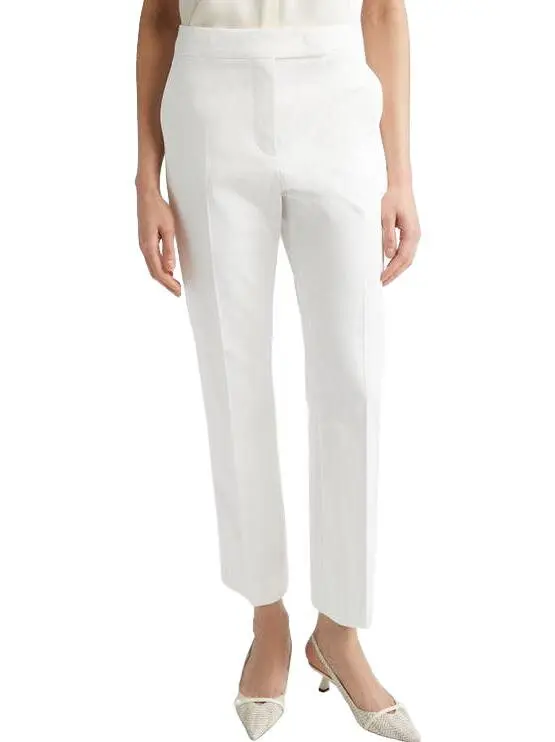 Max Mara Okra Crop Stretch Cotton Straight Leg Pants - Silk