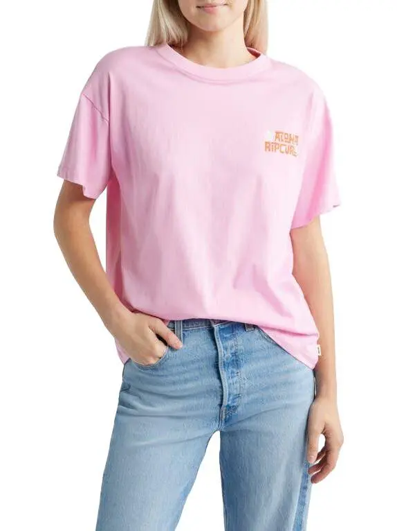 Rip Curl Relaxed Fit Cotton Graphic T-shirt - Soft Pink