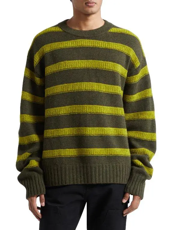 THE ELDER STATESMAN Ridgeline Stripe Oversize Cashmere Sweater - Snap Pea Stripe