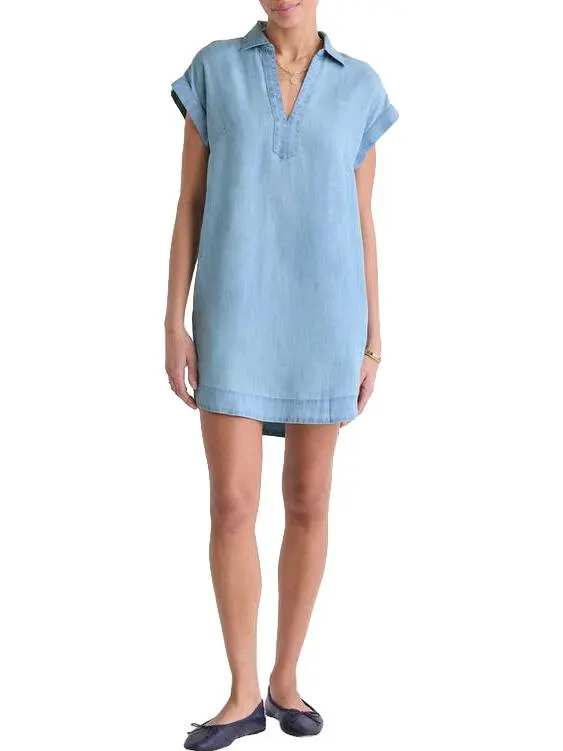 Vineyard Vines Chambray Popover Shirt Dress - Light Acid Wash