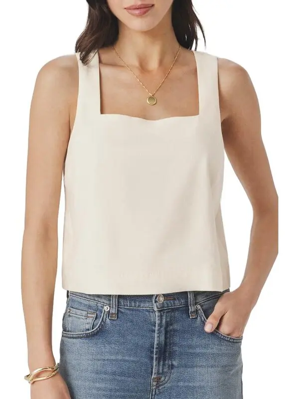 Splendid Valerie Square Neck Crop Tank - Shell White