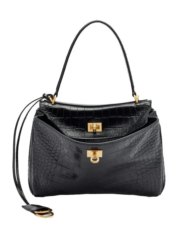 Balenciaga Rodeo Small Croc-effect Leather Tote Bag - Black