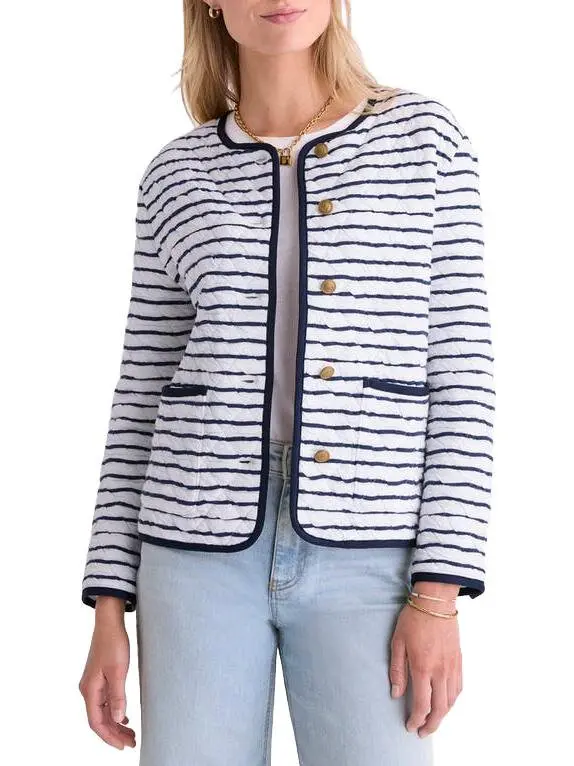 Vineyard Vines Stripe Quilted Jacket - Stripe Nautical Navy