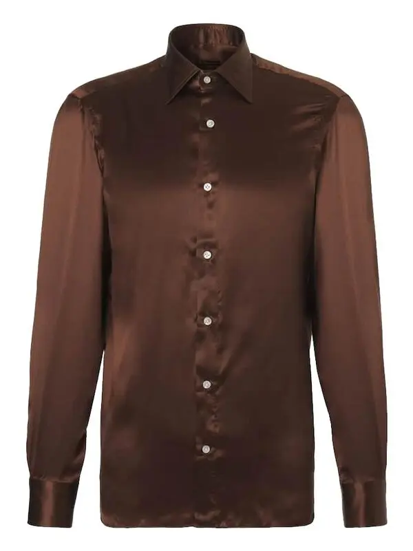 Rubinacci Silk Satin Shirt - Brown