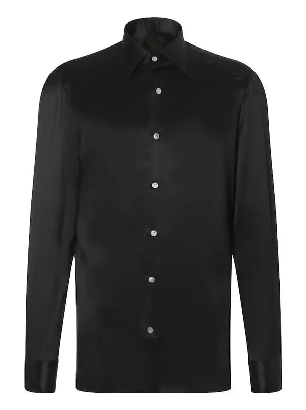 Rubinacci Silk Satin Shirt - Black