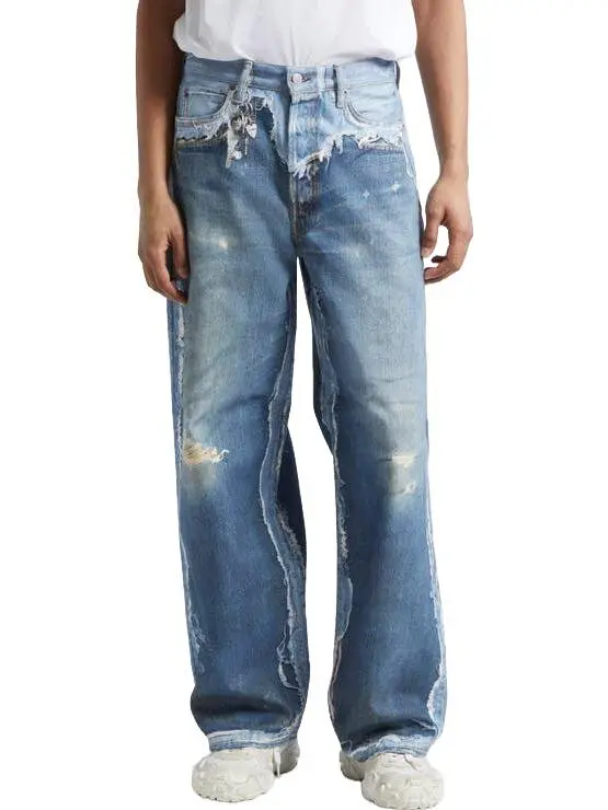 Acne Studios 1981 Trompe L'oeil Wide Leg Jeans - Mid Blue