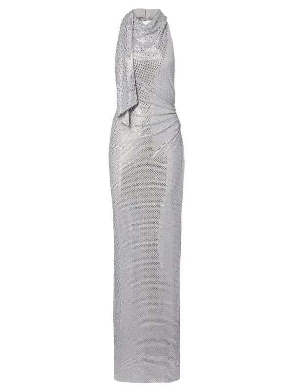 SELF-PORTRAIT Embellished Maxi Dress - Grey