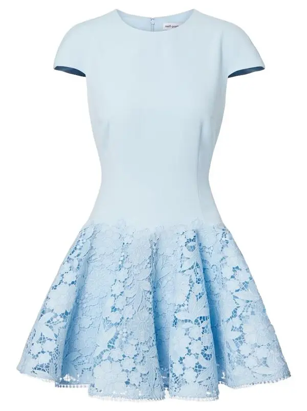 SELF-PORTRAIT Lace Mini Dress - Blue