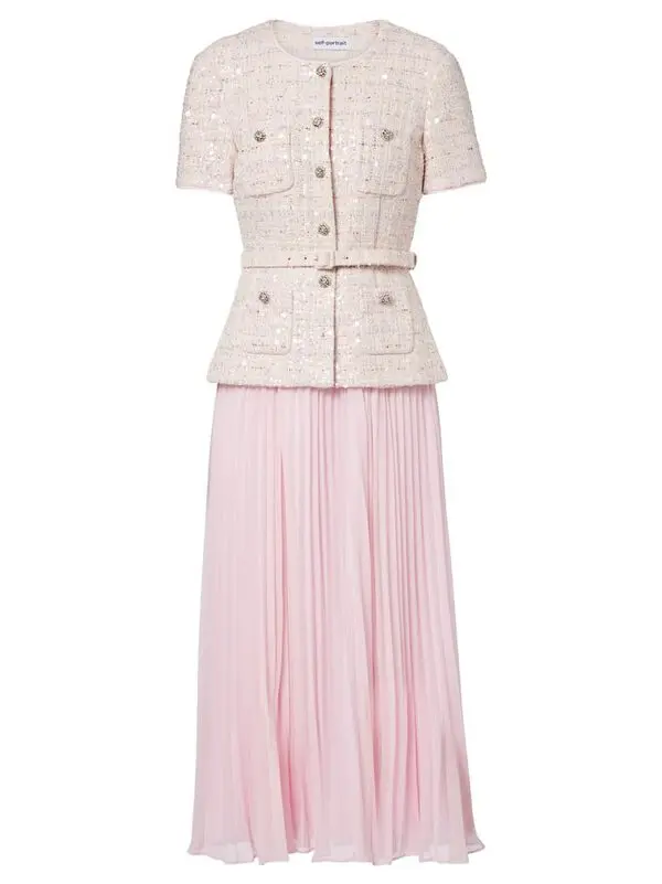 SELF-PORTRAIT Embellished Midi Dress - Pink
