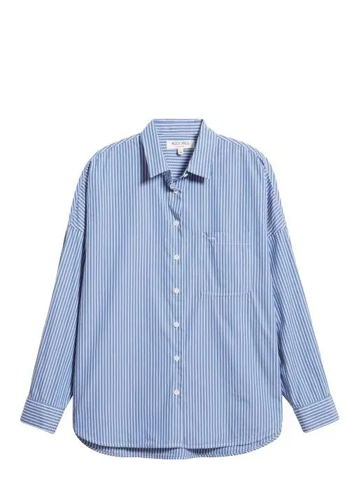 ALEX MILL Jo Stripe Cotton Poplin Button-up Shirt - Blue/white Stripe