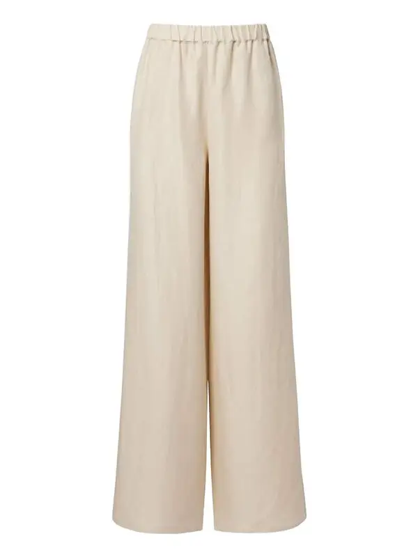 Max Mara Oro Linen And Silk Wide-leg Pants - Beige
