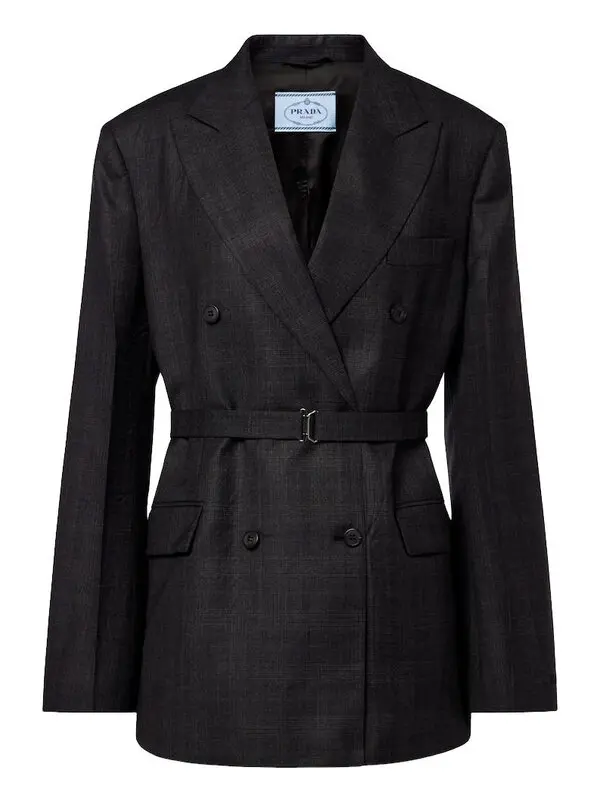 Prada Virgin Wool Double-breasted Jacket - Grey