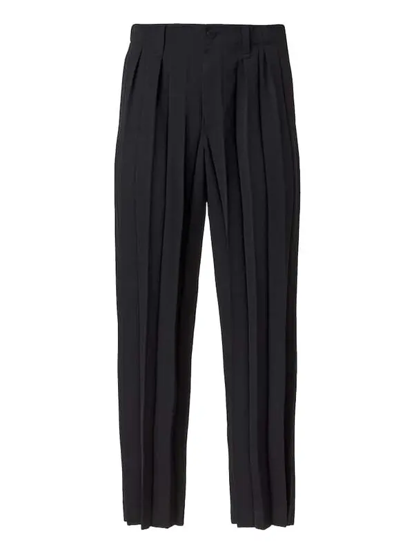 Issey Miyake Edge Ensemble Pleated Straight Pants - Black