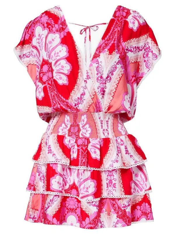 Melissa Odabash Jess Printed Tiered Minidress - Multicoloured