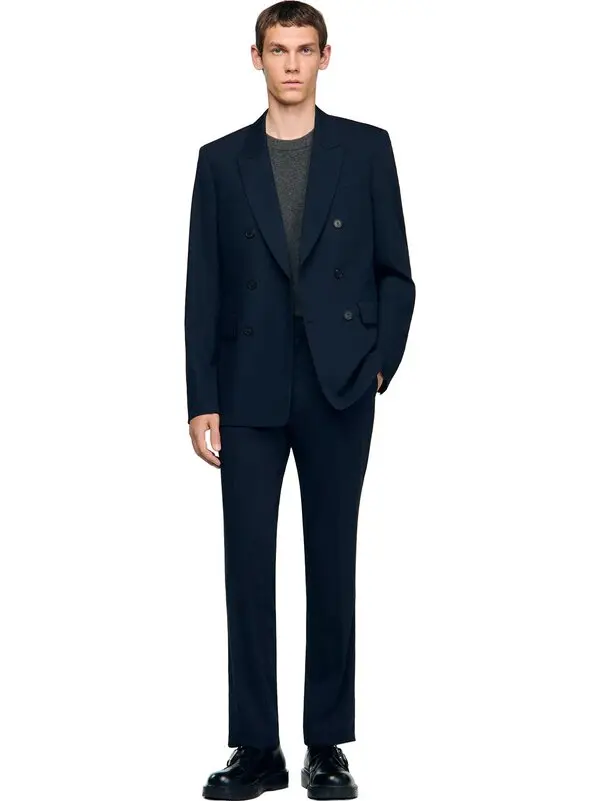 Sandro Double-breasted Suit Jacket - Navy Blue