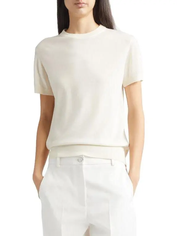 Partow Enzo Short Sleeve Virgin Wool Sweater - Ivory