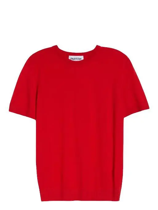 Partow Enzo Short Sleeve Virgin Wool Sweater - Poppy