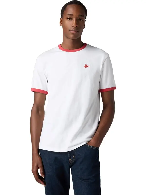 LEVI'S Retro Embroidered Ringer T-shirt - Bright White