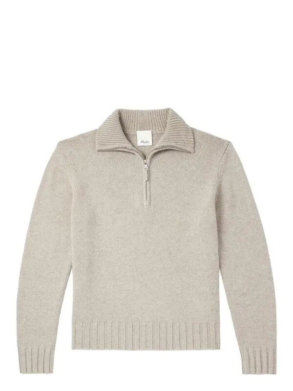 ALLUDE Cashmere Half-zip Pullover - Taupe