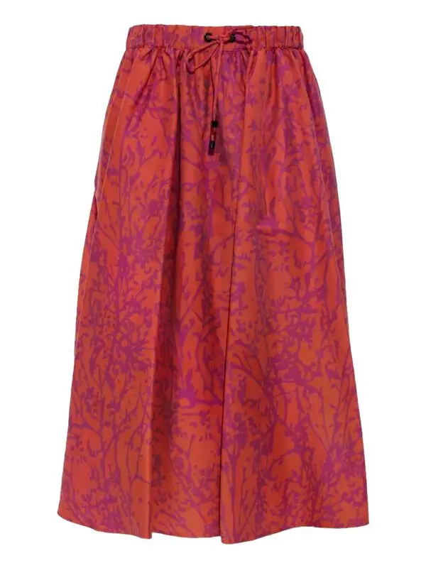 Max Mara Floral Print Flared Skirt - Orange