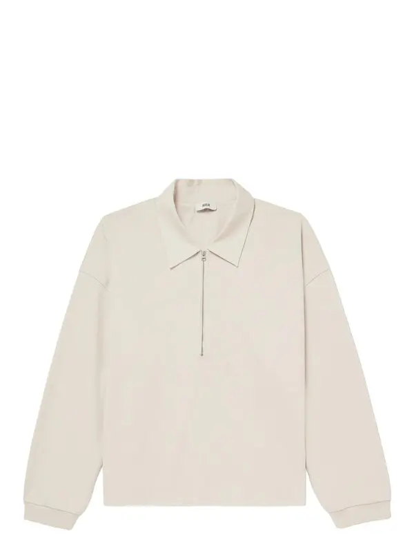 AGOLDE Darius Cotton-jersey Half-zip Polo Shirt - Neutrals