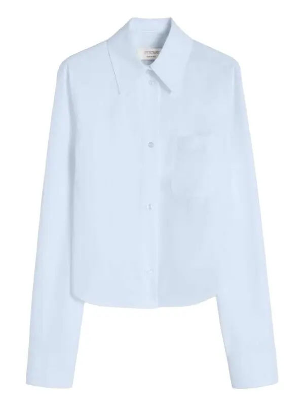 Sportmax Cropped Cotton Shirt With Pleated Back - Light Blue