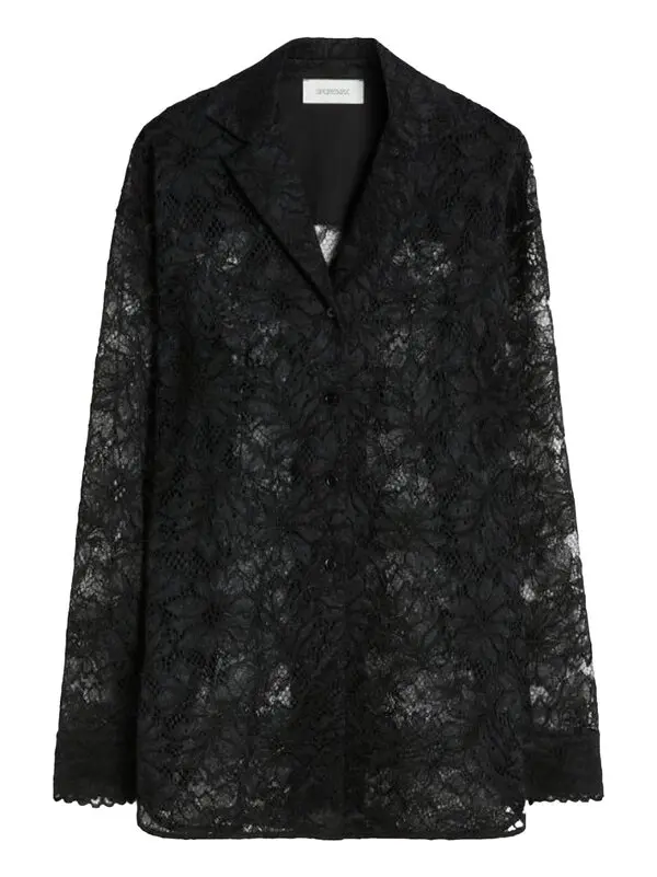 Sportmax Floral Lace Shirt - Black