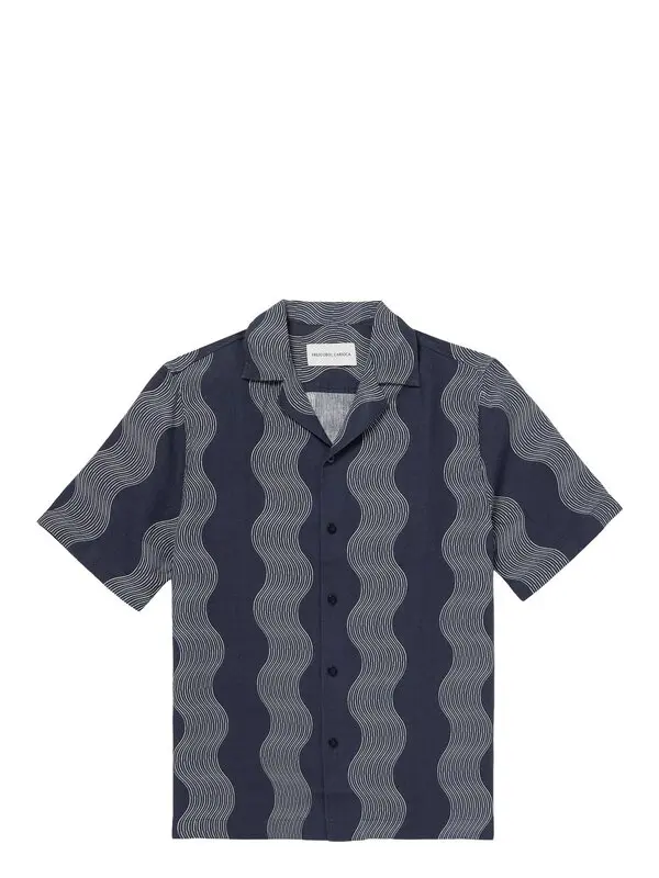 Frescobol Carioca Roberto Camp-collar Striped Linen Shirt - Blue