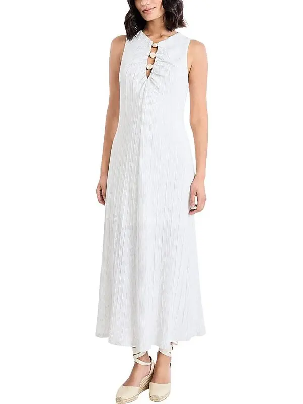 THE GOOD JOURNEY Sleeveless Midi Dress With Cutout - Ivory/ Grey