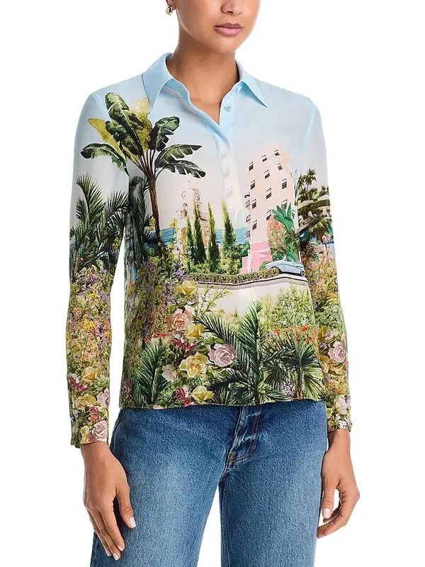 Alice + Olivia Willa Silk Shirt - Palms In Paradise