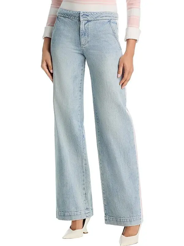 Alice + Olivia Mid-rise Straight Jeans - Rockstarblue/off White/pink