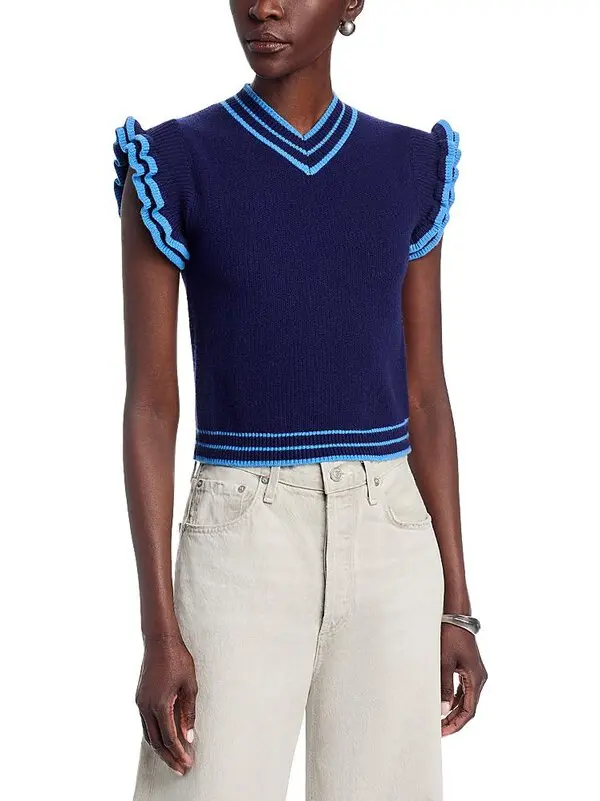 AREA STARS Trim Knit Top - Navy Light